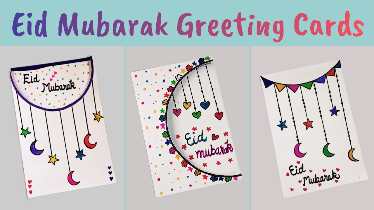3 Easy & Beautiful White Paper Eid Mubarak Cards | Eid Mubarak ...