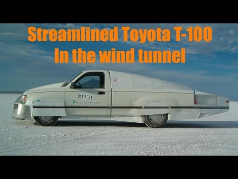Wind tunnel: aero-modified/streamlined Toyota T-100 pickup - YouTube