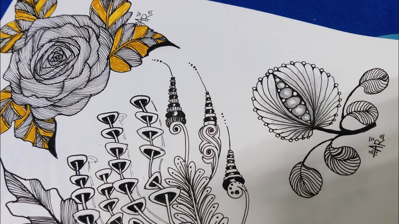 How to draw Zentangle Rose/Zentangle Rose pattern/Zentangle inspired ...