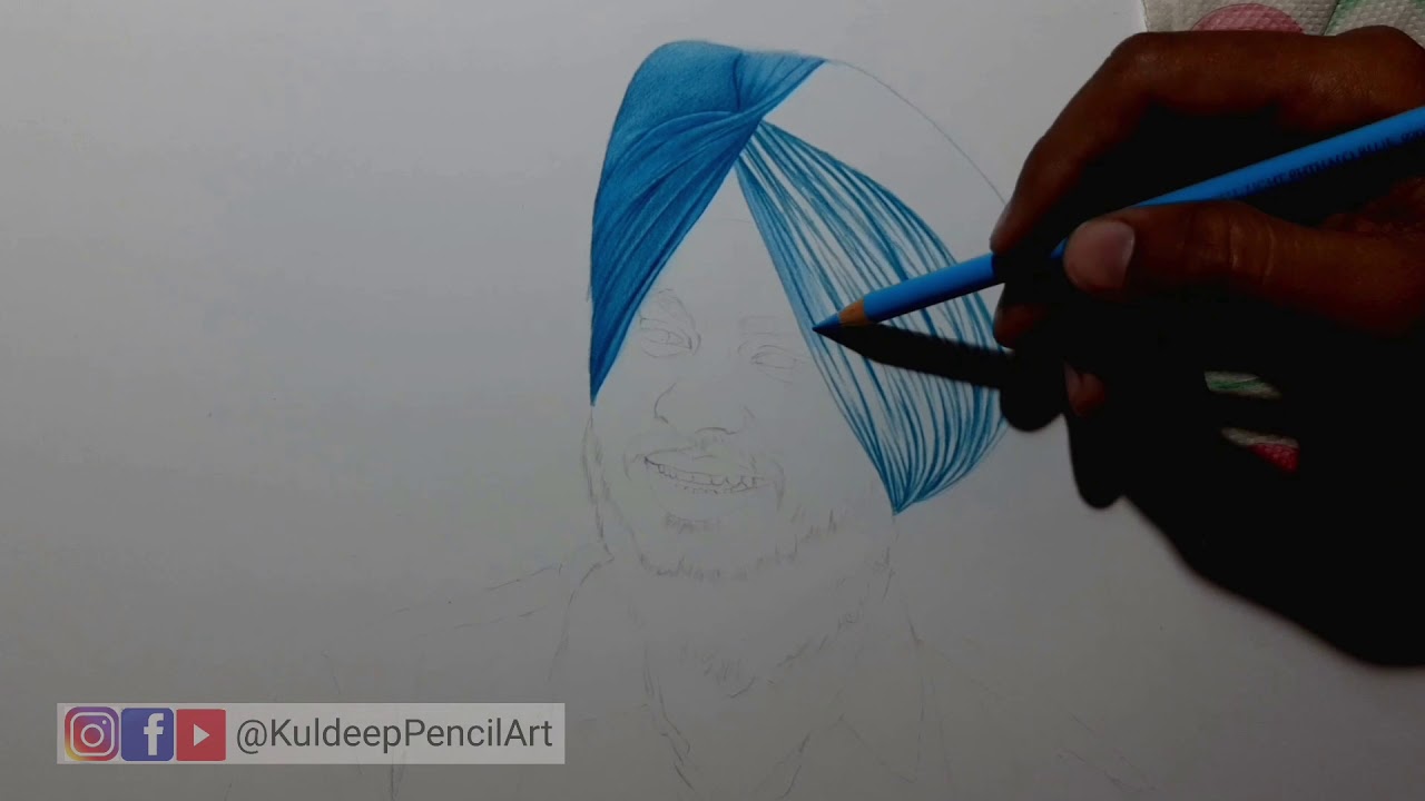 How i draw realistic punjabi turban with colorful pencils # ...