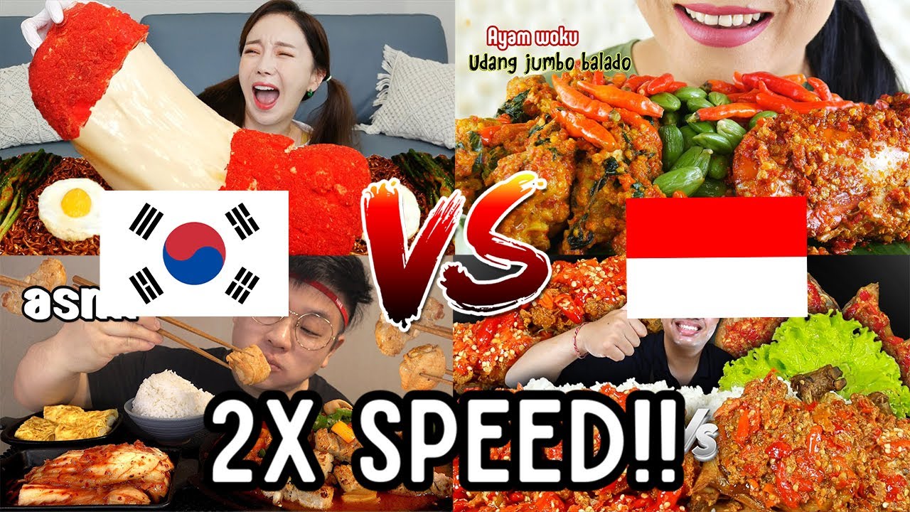 2x speed!! Indonesian Vs Korean🇰🇷 Asmr Mukbang Eating compilations in ...
