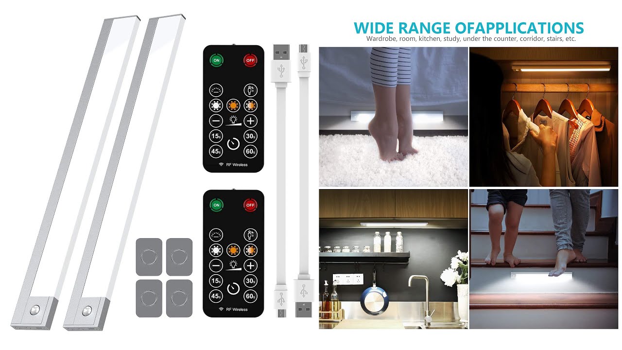 Wireless Motion Sensor 60 LED Light USB Rechargeable Wardrobe Light ...