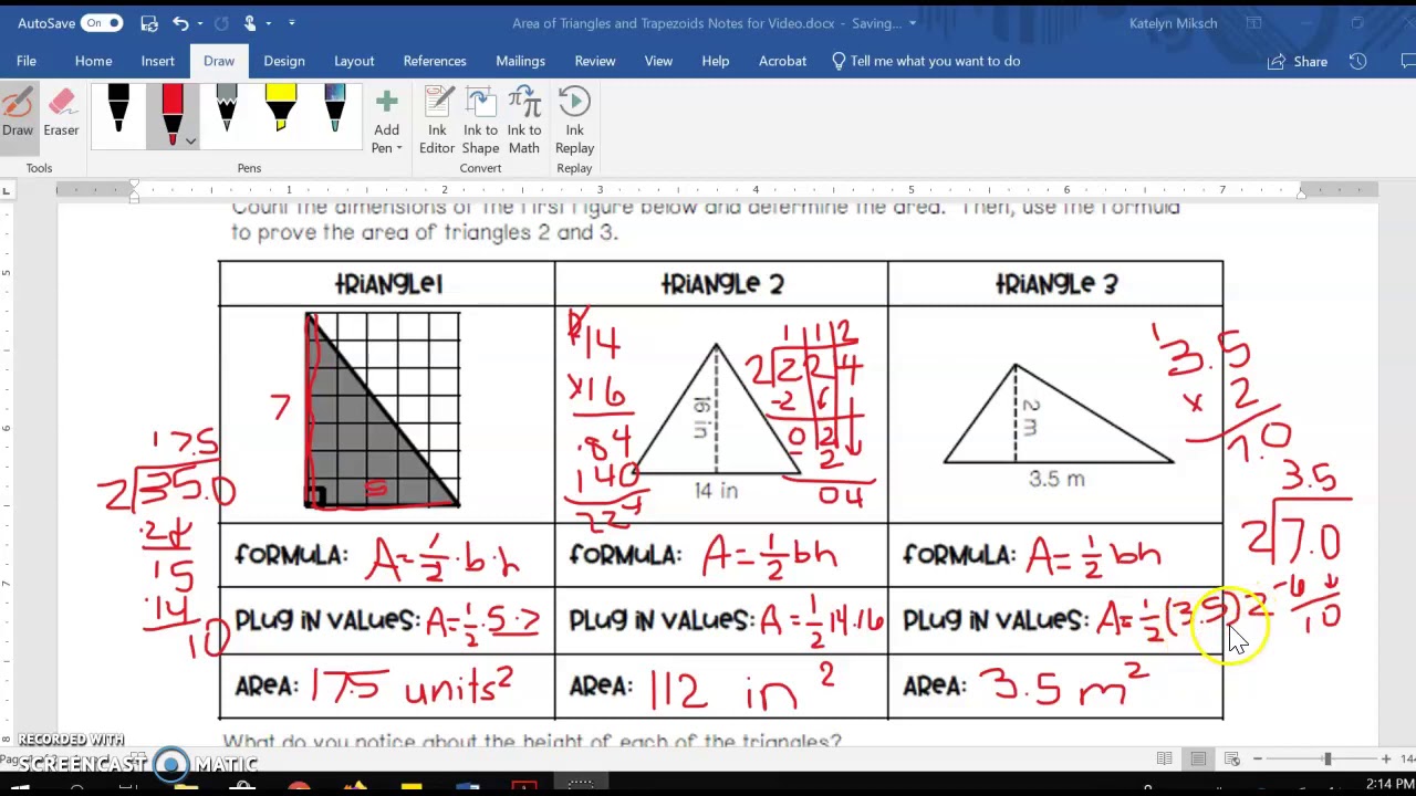 Finding the Area of Triangles Lesson - YouTube