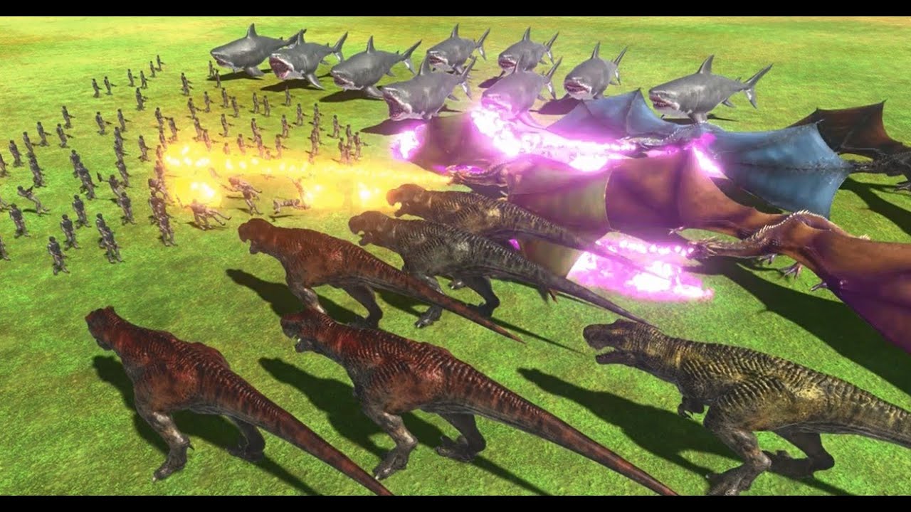 Military Surprise Attack Land Air Dragons Sea Sharks Dinosaur Reptile ...