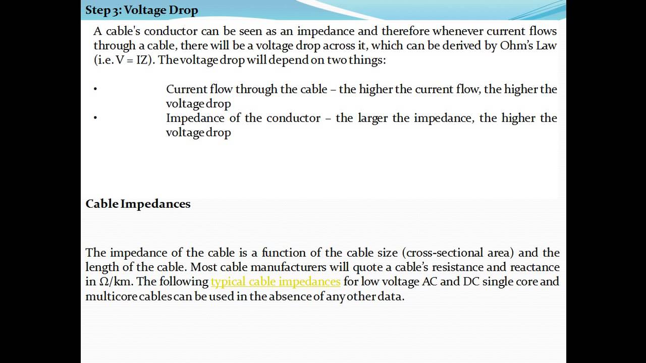 CABLE SIZING CALCULATIONS - YouTube