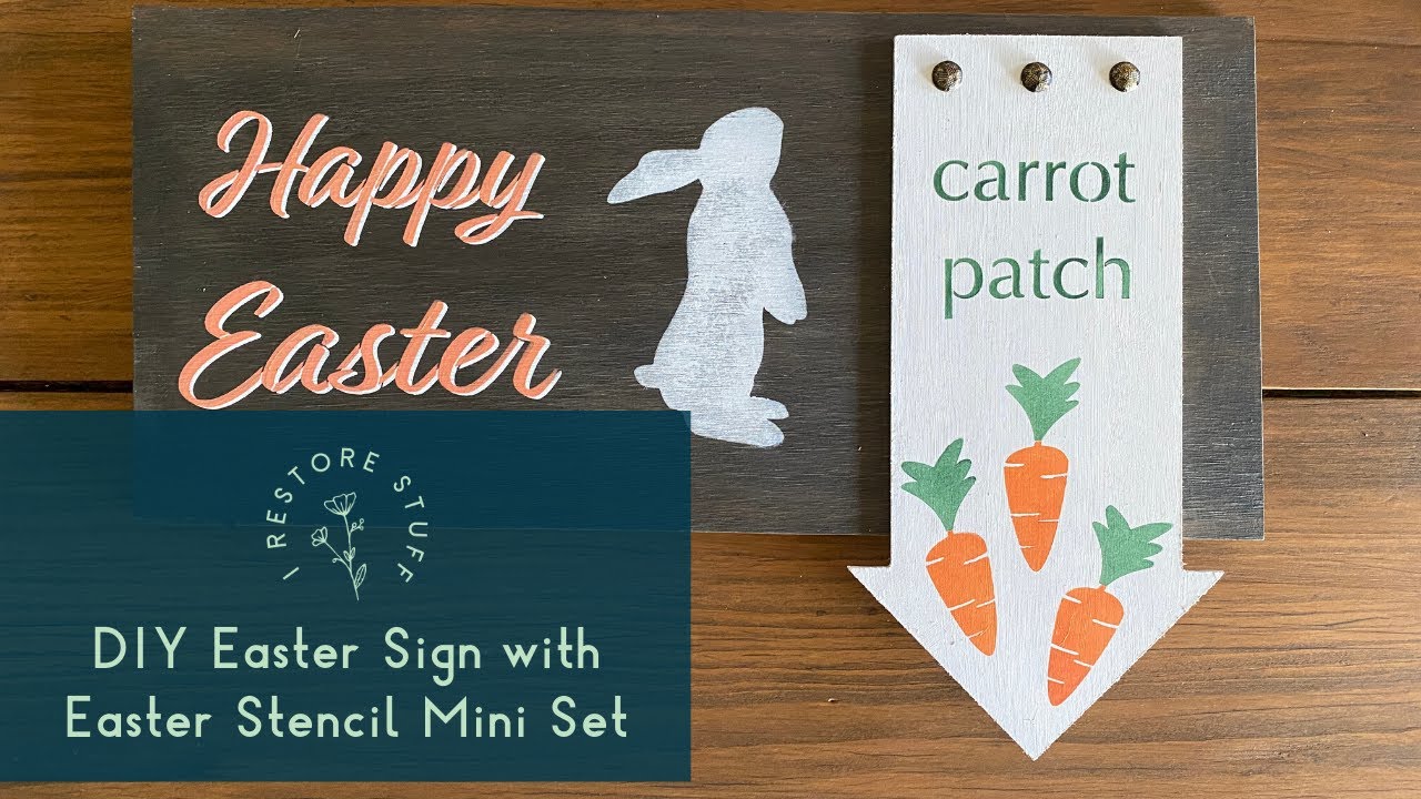 DIY Easter Sign with Essential Stencil Easter Mini Set - YouTube