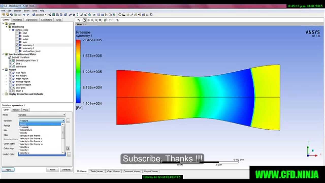 ANSYS FLUENT - SHOCKWAVE Convergent Divergent, CD Nozzle - TUTORIAL Part 5/5 - YouTube