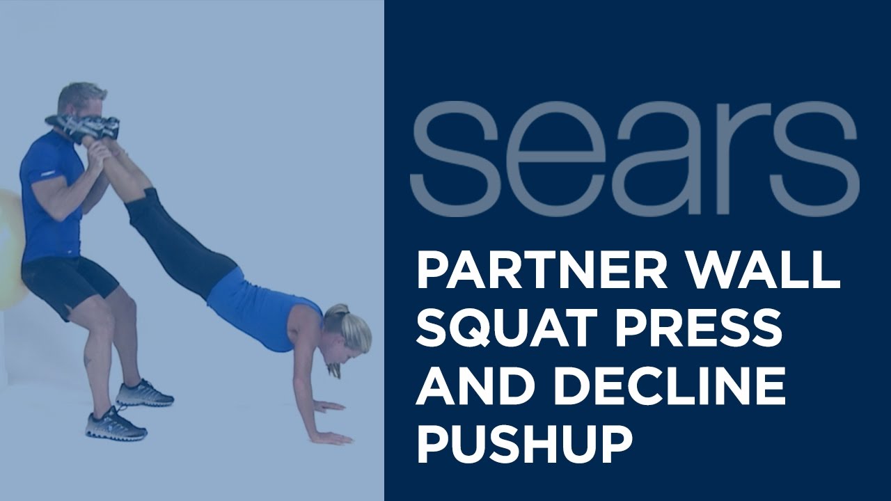 Partner Wall Squat Press and Decline PushUp - YouTube