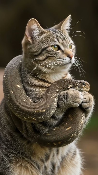 Cat Hugged By Snake #cuteanimals #cat #snake - YouTube