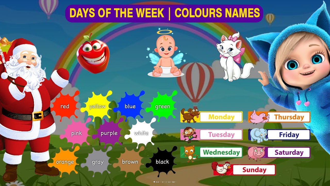 Days Of The Week | colours Names | Kids Song | ava dave christmas | abc ...