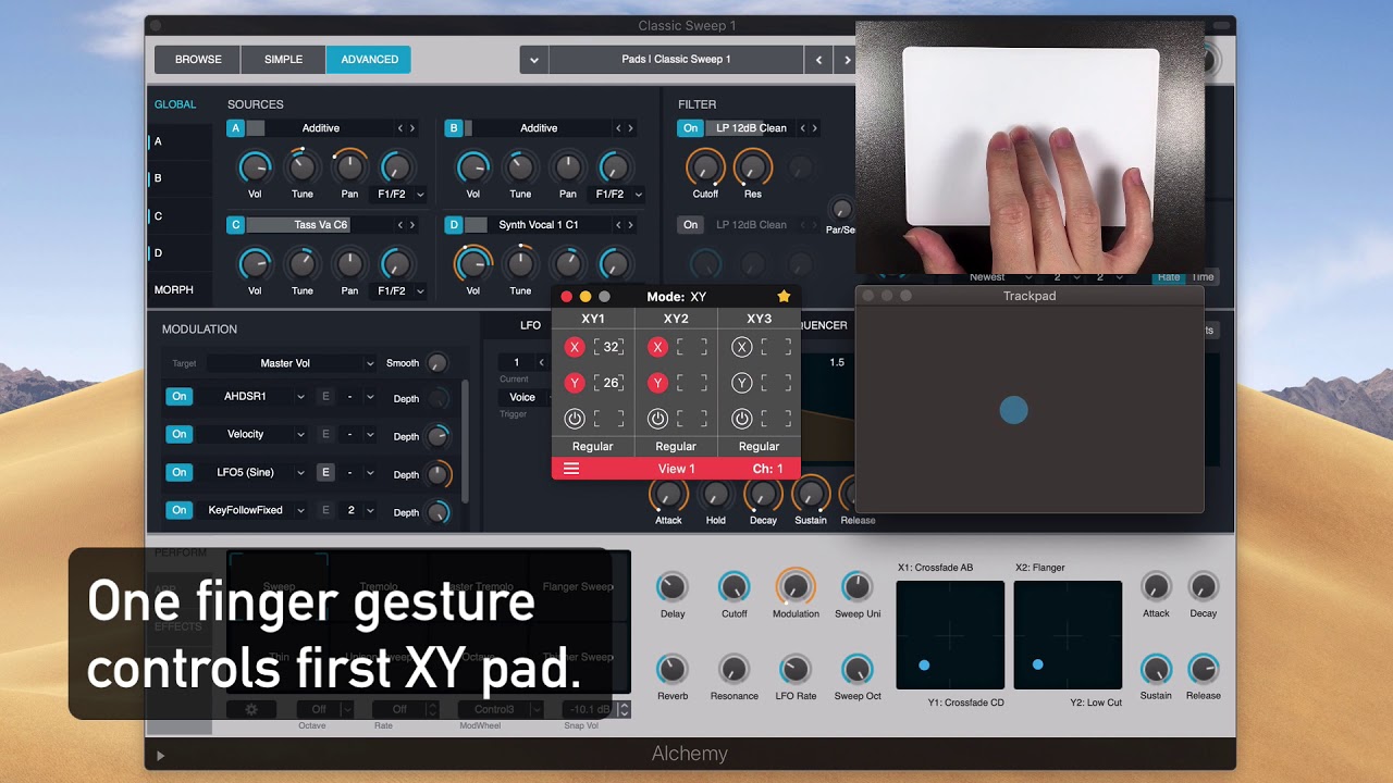 Alchemy X/Y Pad Controls with a Trackpad - AudioSwift - YouTube