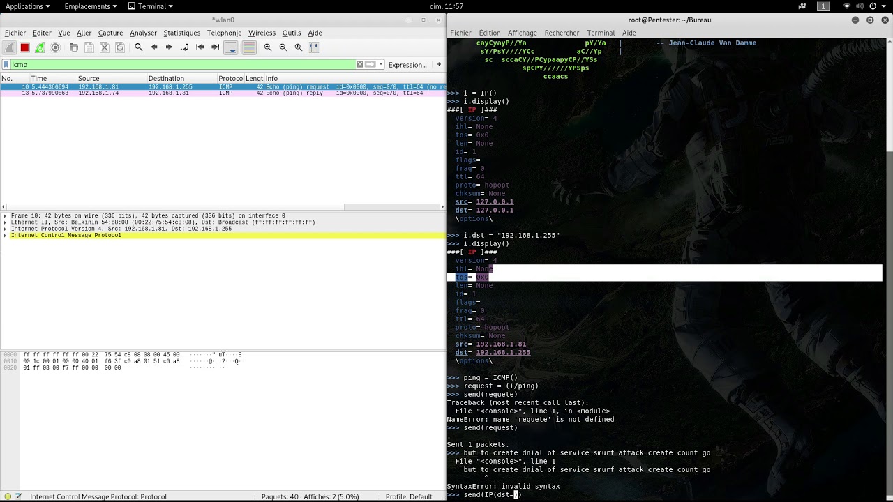 Attack Denial of service (DOS) type Smurf - YouTube