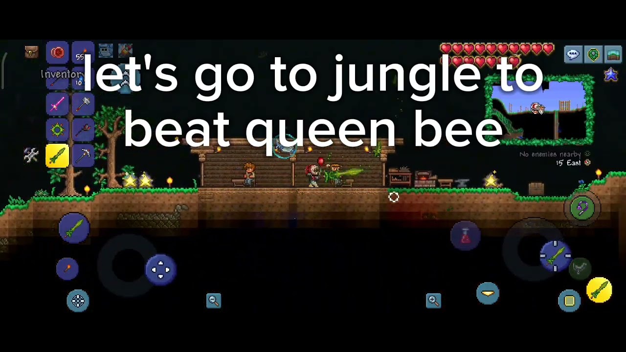 Terraria #5(melle class) beating brain of cthulhu and quenn bee - YouTube