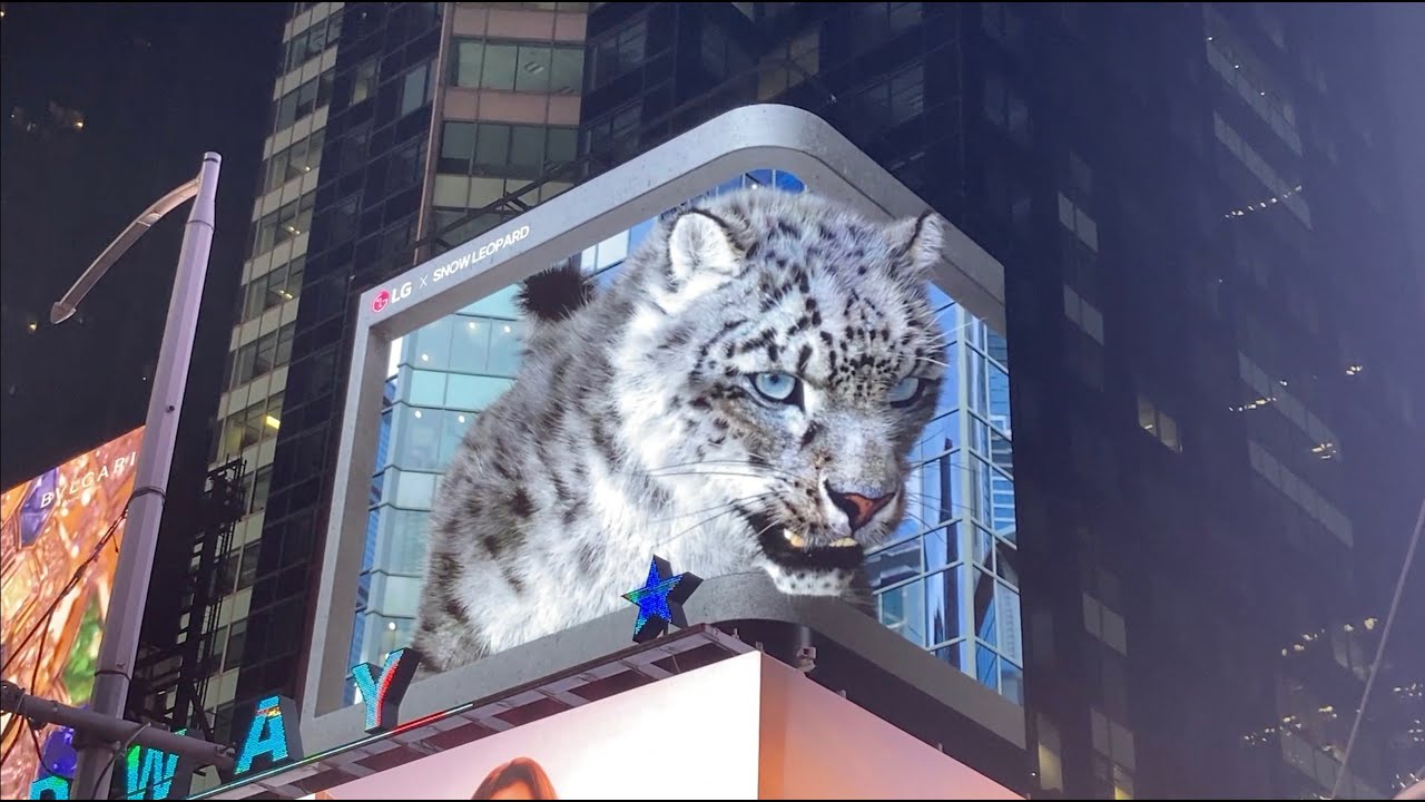 Snow Leopard 3D Times Square Billboard New York City - LG Global ...
