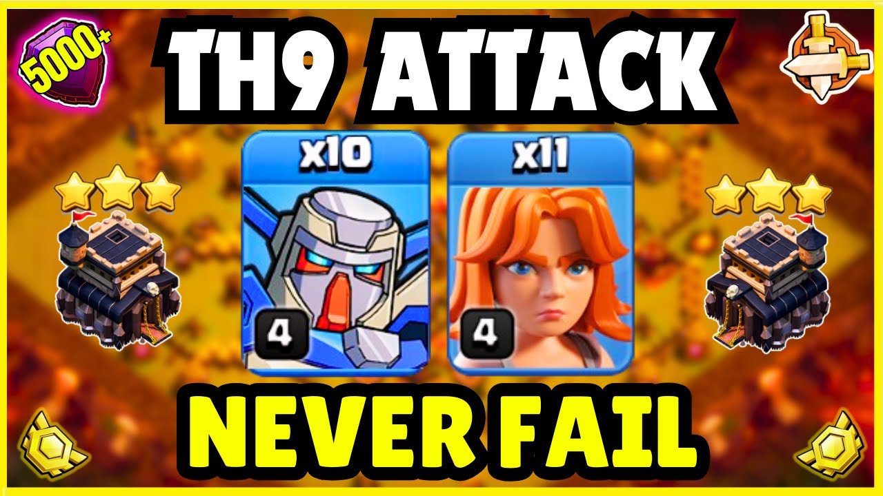 TH9 NEW ATTACK STRATEGY! 10 MECHA + 11 VALKYRIE | BEST TH9 ATTACK ...
