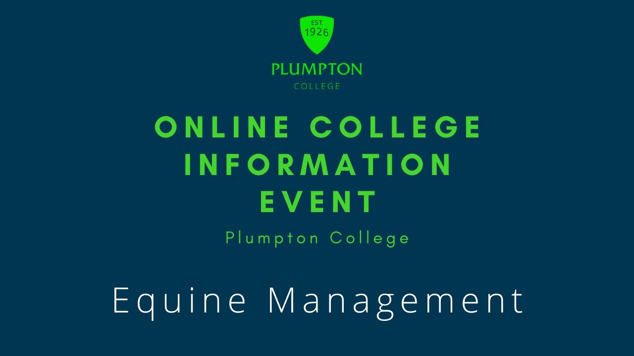 Equine Management at Plumpton College - YouTube