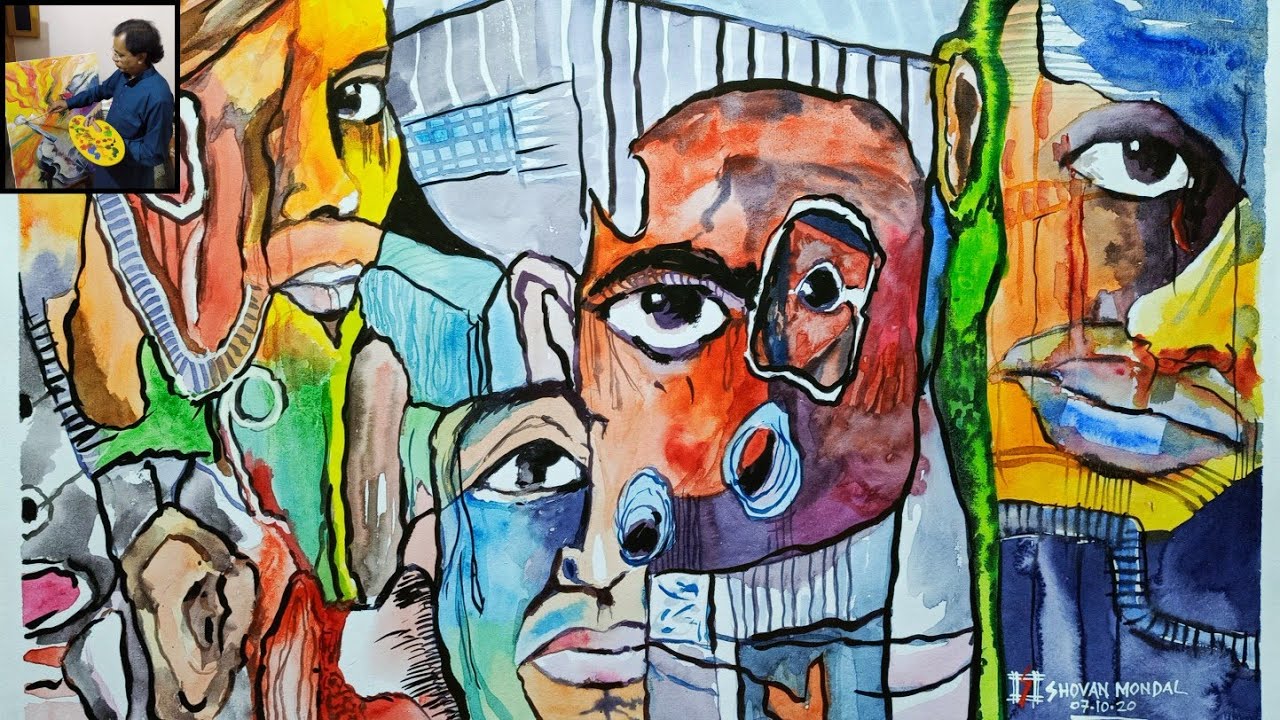 MODEST FACES | ABSTRACT PAINTING | SHOVAN'S ART WORLD - YouTube