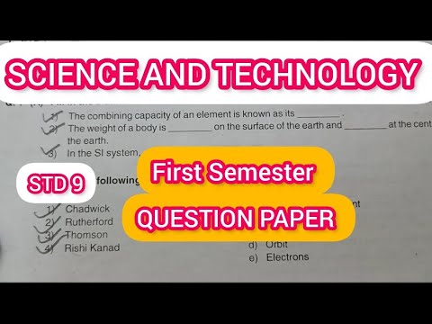 STD 9 Science and technology first semester Question paper 📜 - YouTube