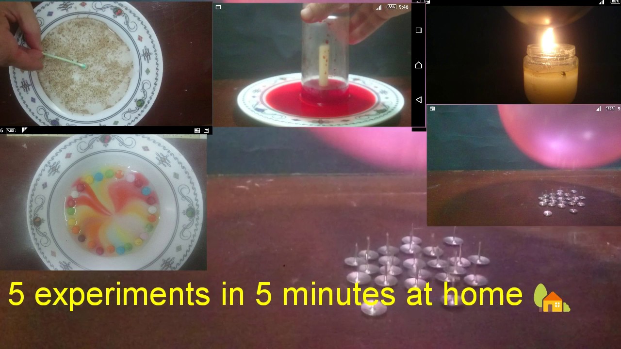 5 experiments in 5 minutes at home تجارب سهلة وبسيطة في البيت - YouTube