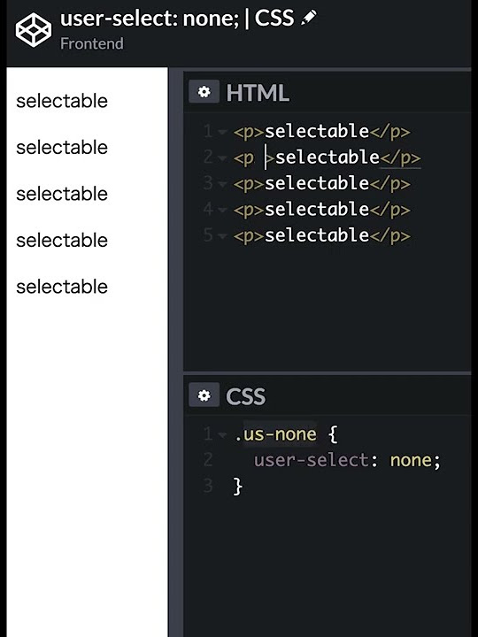 25 User Select None Css Frontend Take It Easy Shorts Youtube