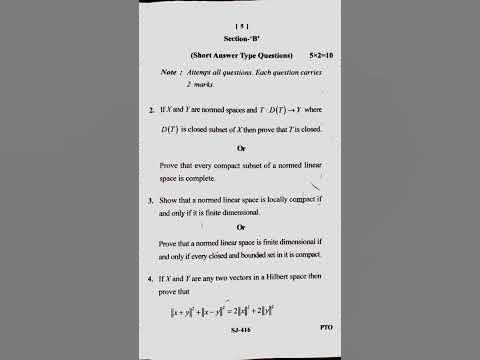 M.Sc. 4th Sem. Mathematics ( Functional analysis )June 2022 #mcbu @studywithms2346 - YouTube