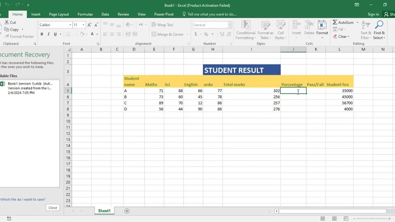 Excel Class 2|| Student Result - YouTube
