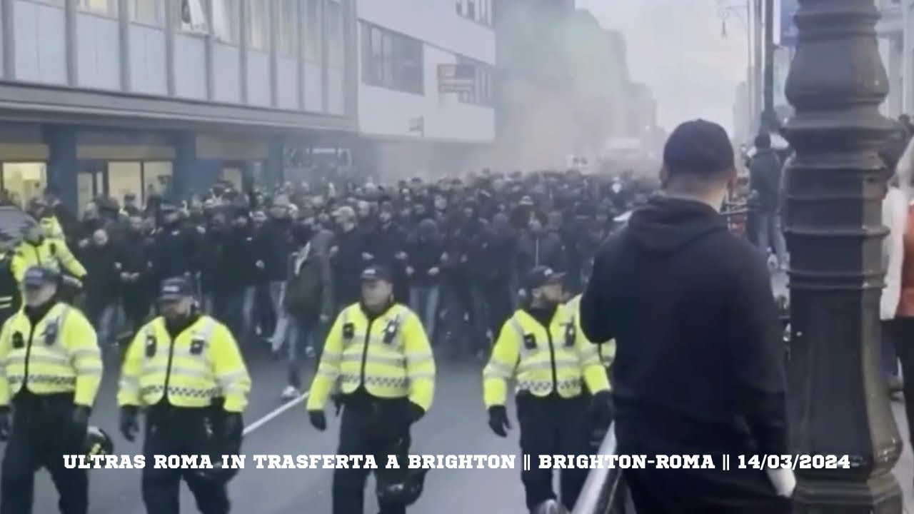 ULTRAS ROMA IN TRASFERTA A BRIGHTON || BRIGHTON-ROMA || 14/03/2024 ...