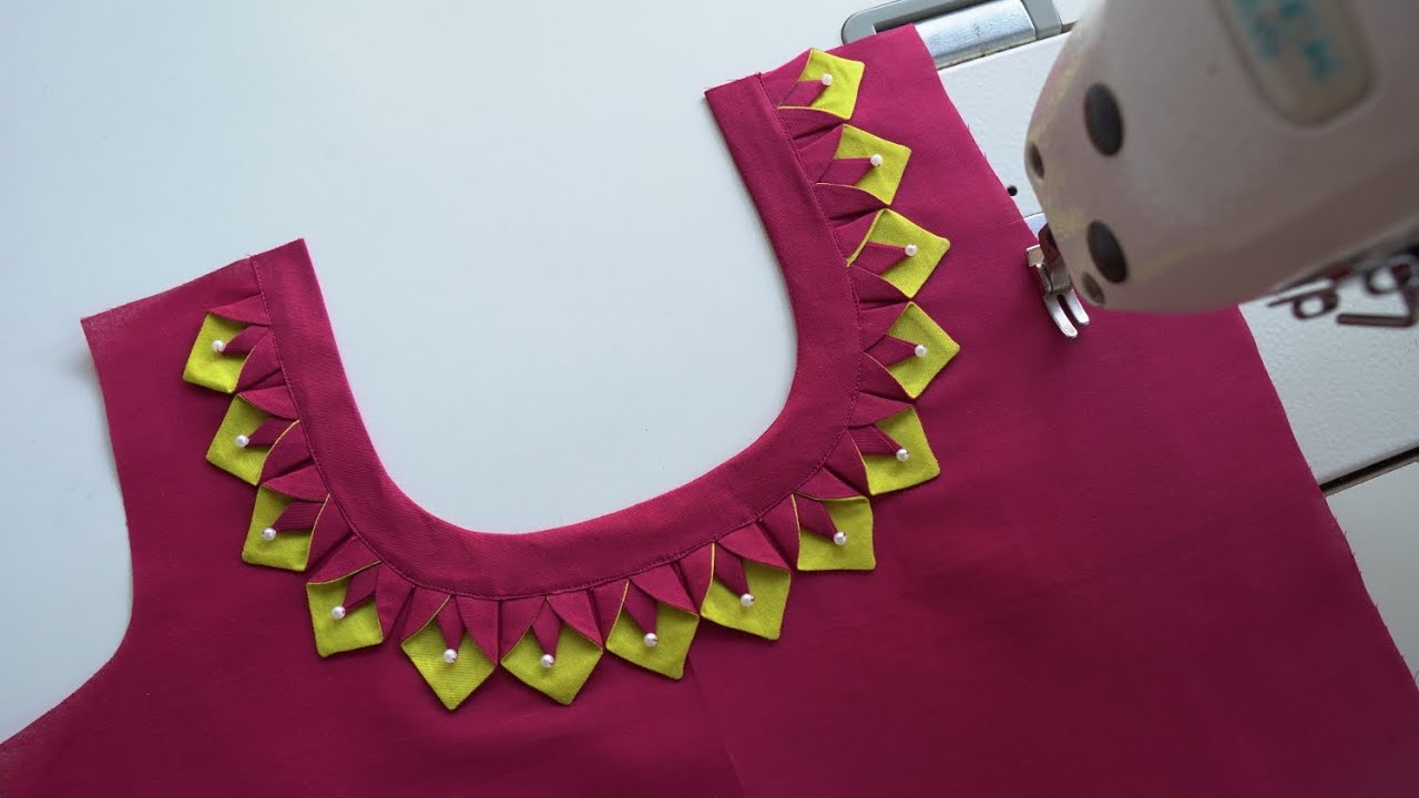 Wow very stylish neck design cutting and sewing - YouTube