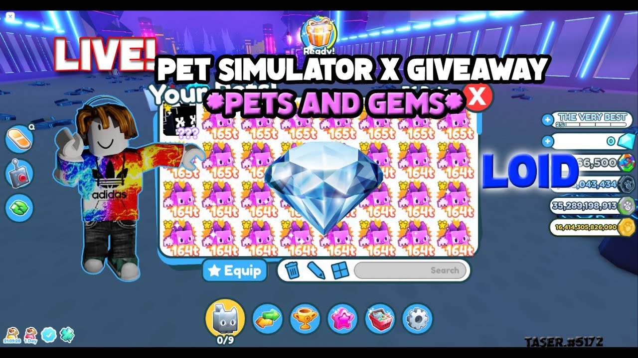 🔴 FREE HARDCORE PETS GIVEAWAY in Pet Simulator X💎200B Gems Giveaway ...