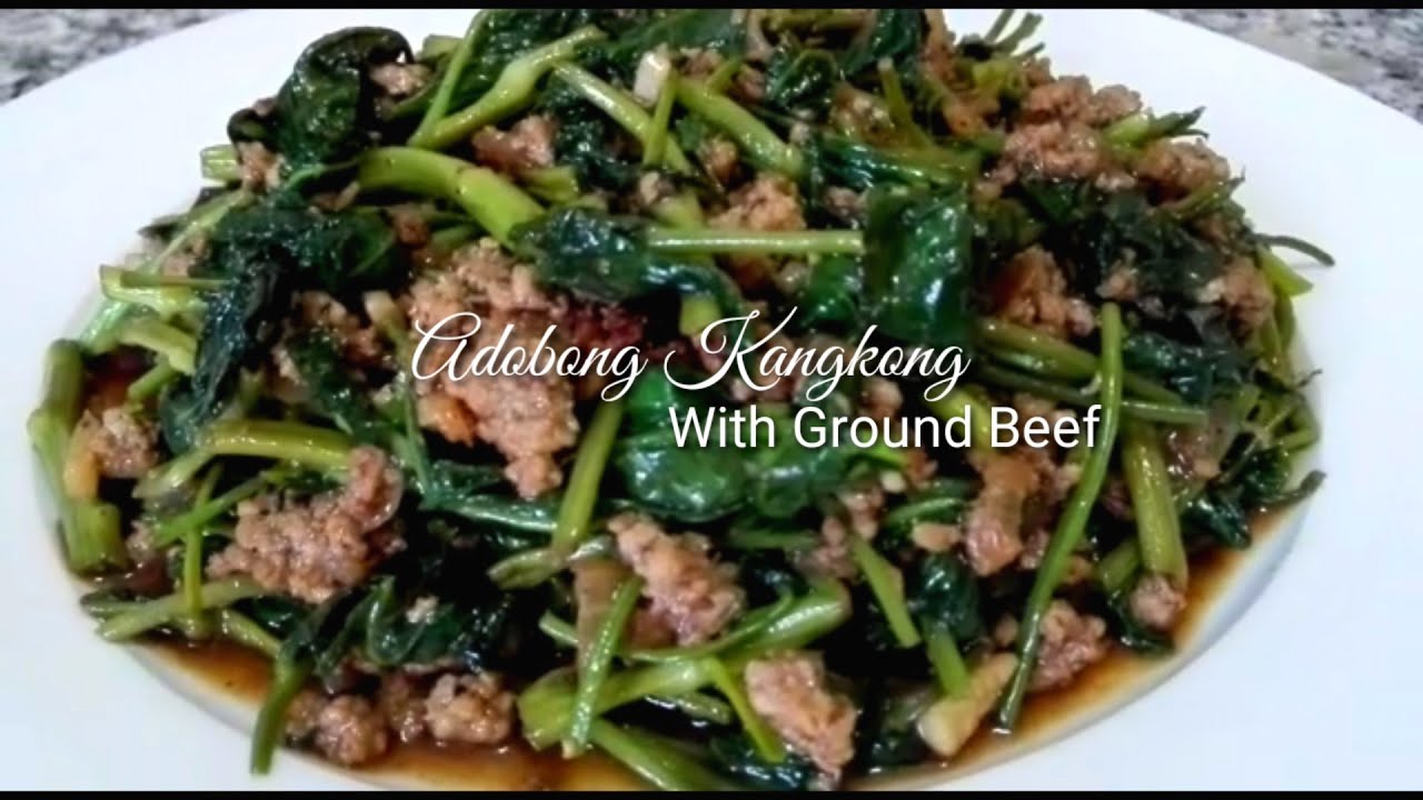Adobong Kangkong with Ground Beef//Pinoy Recipe - YouTube