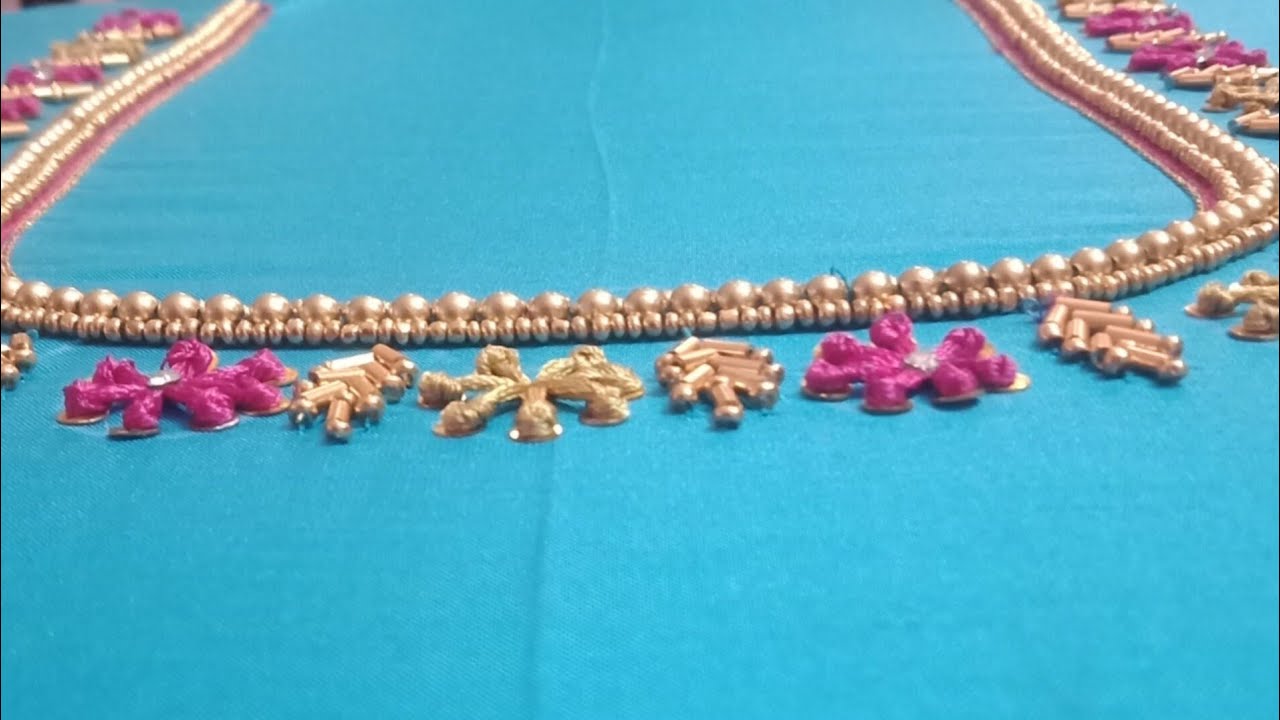 Aari work back neck design /latkan design/Tassel making/Aari design for ...