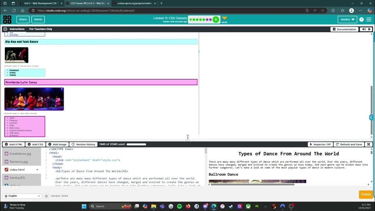 Code.org - CS Discoveries - Unit 2: Web Development - Lesson 11: CSS Classes: Level 8 - YouTube
