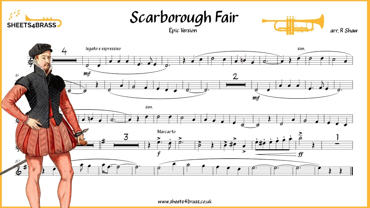 Scarborough Fair - Trumpet Solo with Sheet Music and Play Along - YouTube