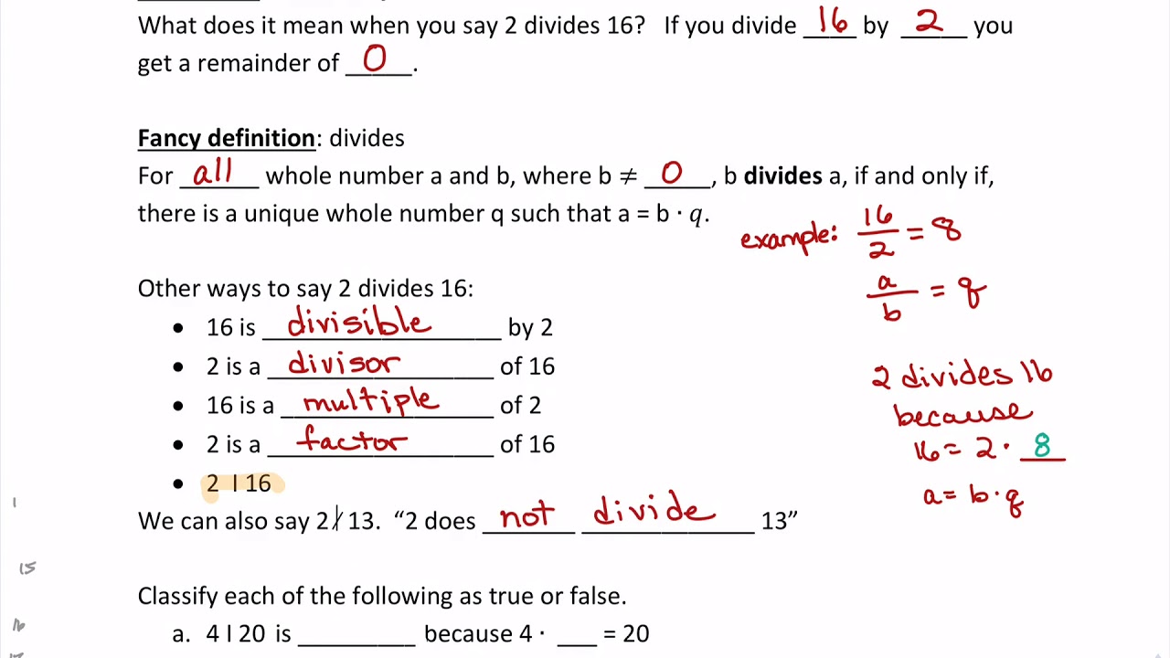 MAT 211 Divisibility Definition 4.1a - YouTube