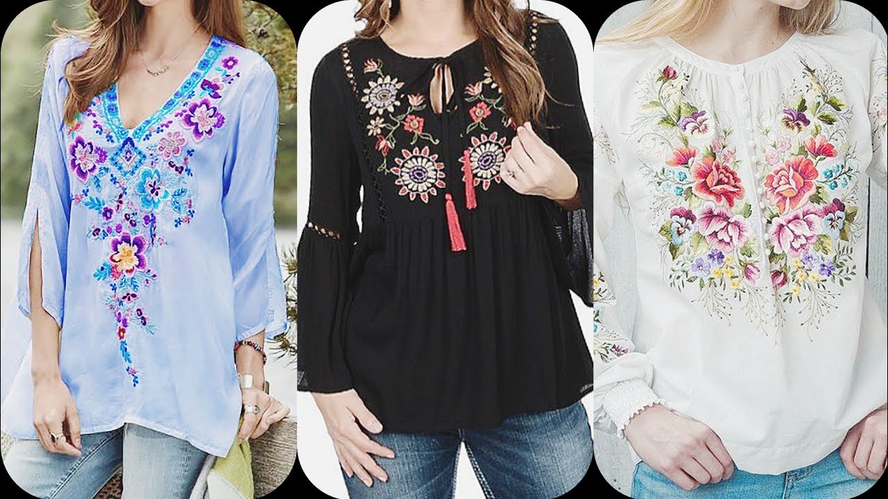 stylish embroidered short top and blouse designing ideas - YouTube
