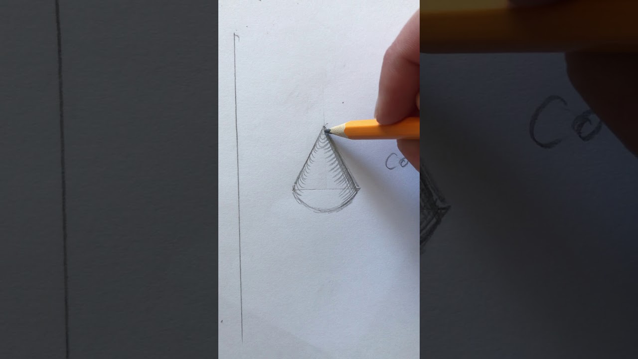 Creating form - how to draw and add tone to a cone - YouTube