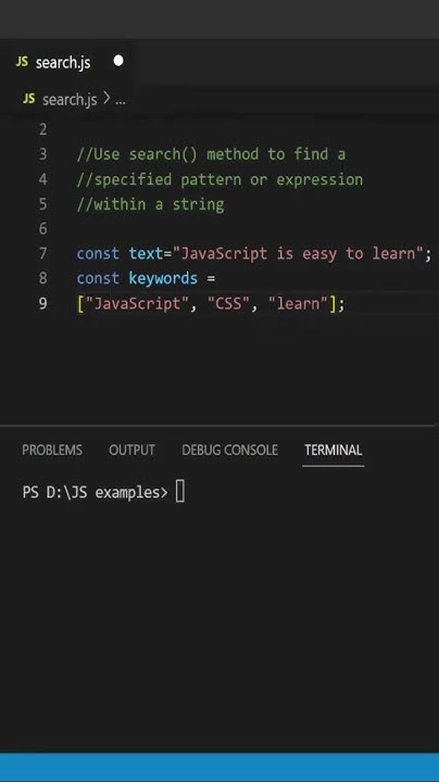 JavaScript Method | search() - YouTube