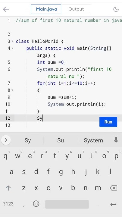 sum of first 10 natural no. in Java program #java programming #coding ...