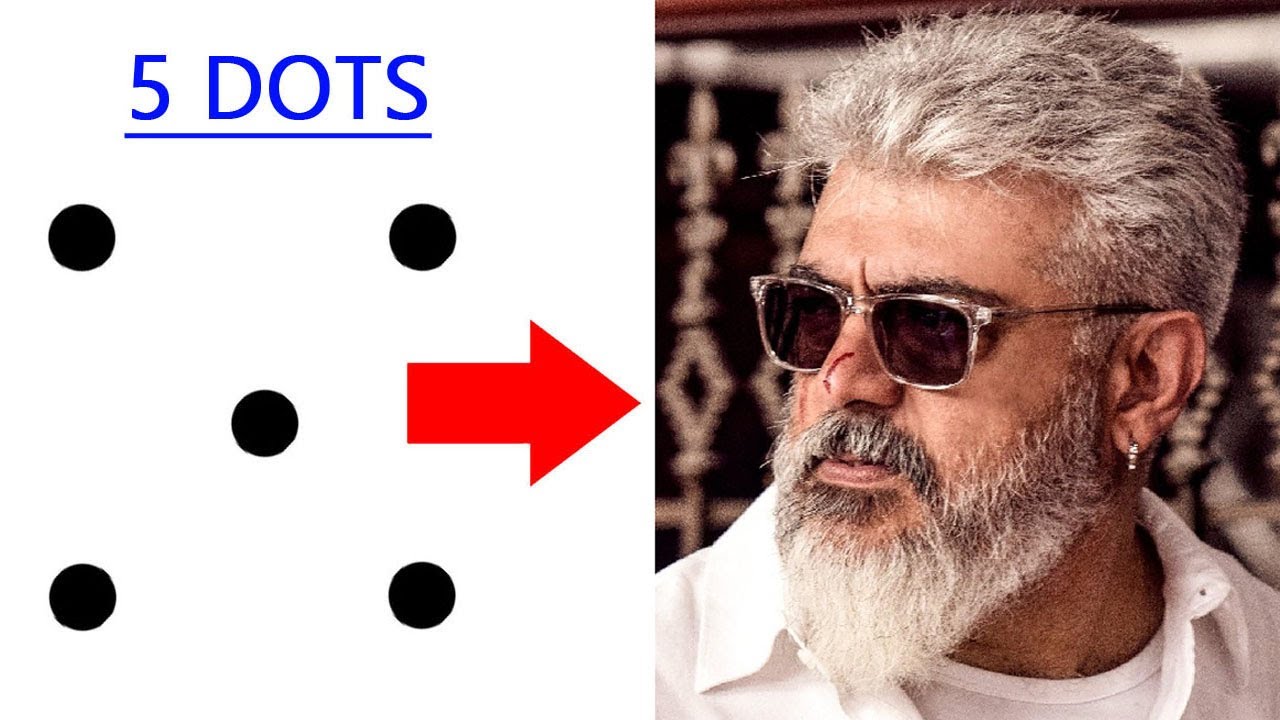 Thunivu Thala Ajith drawing easy from 5 dots - How to draw Thala Ajith ...