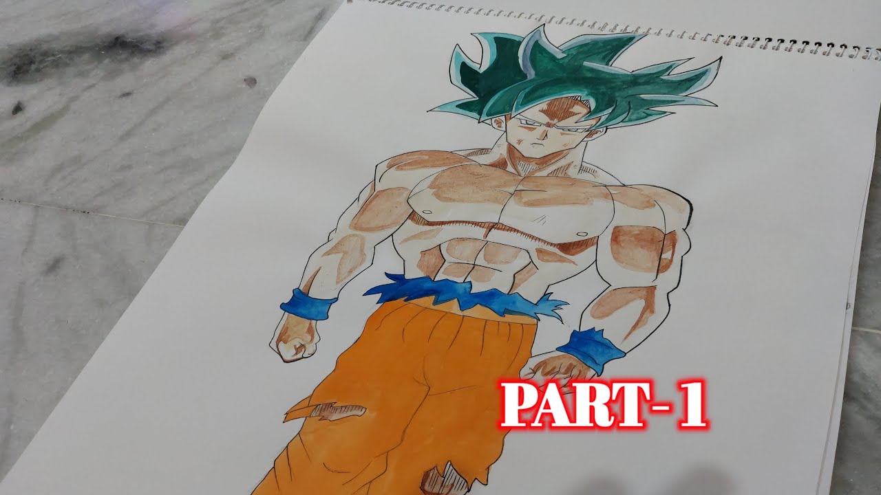 Drawing GOKU SUPER SAIYAN with water colours: PART 1 - YouTube