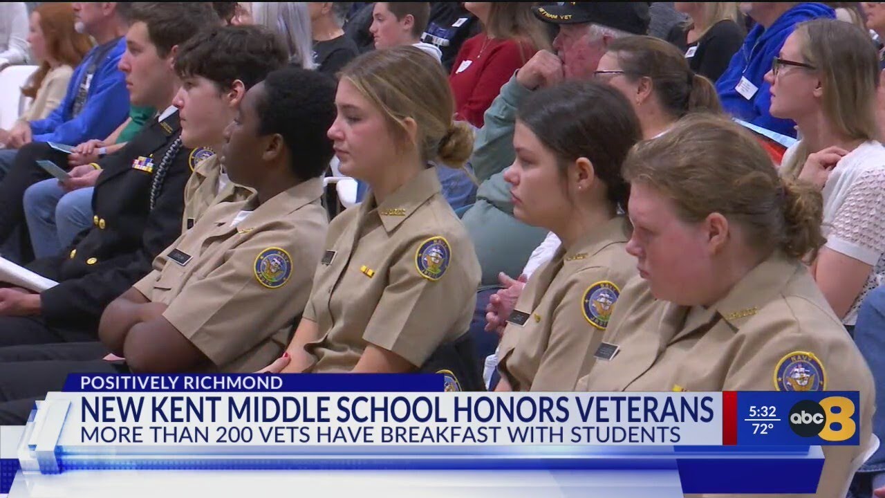 New Kent Middle School honors servicemembers on Veteran's Day - YouTube