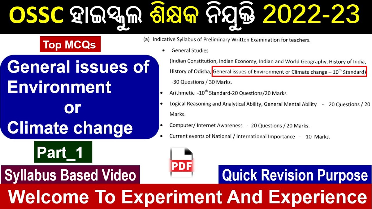 General issues of Environment or climate change | Part_1 | #ossc | # ...