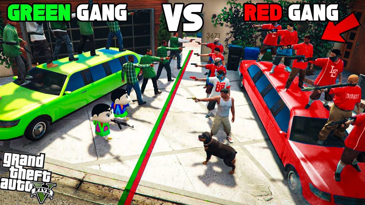 Shinchan Green Gang VS Franklin Red Gang in GTA 5! - YouTube