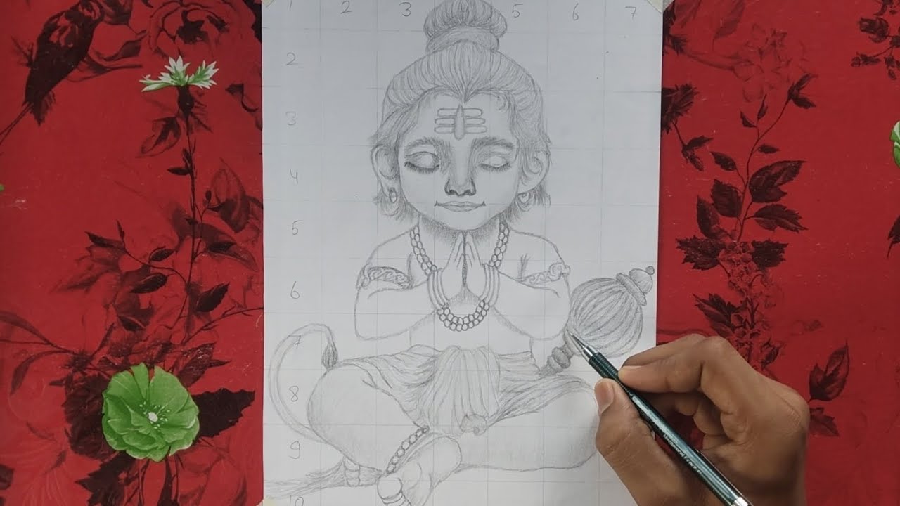 Draw with me--Little hanuman ji, Drawing, Outline tutorial, Step by ...
