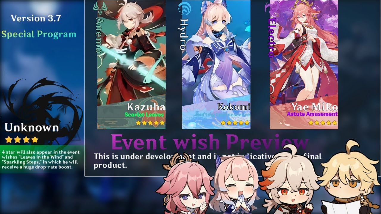 Kazuha RERUN!!! Version 3.7 FULL Rerun Banners Phase 1 and 2 Yae Miko ...