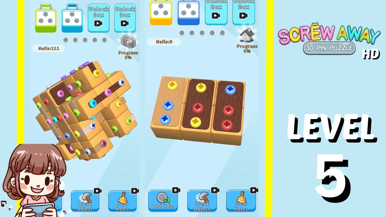 Screw Away Level 5 Solution Walkthrough - YouTube