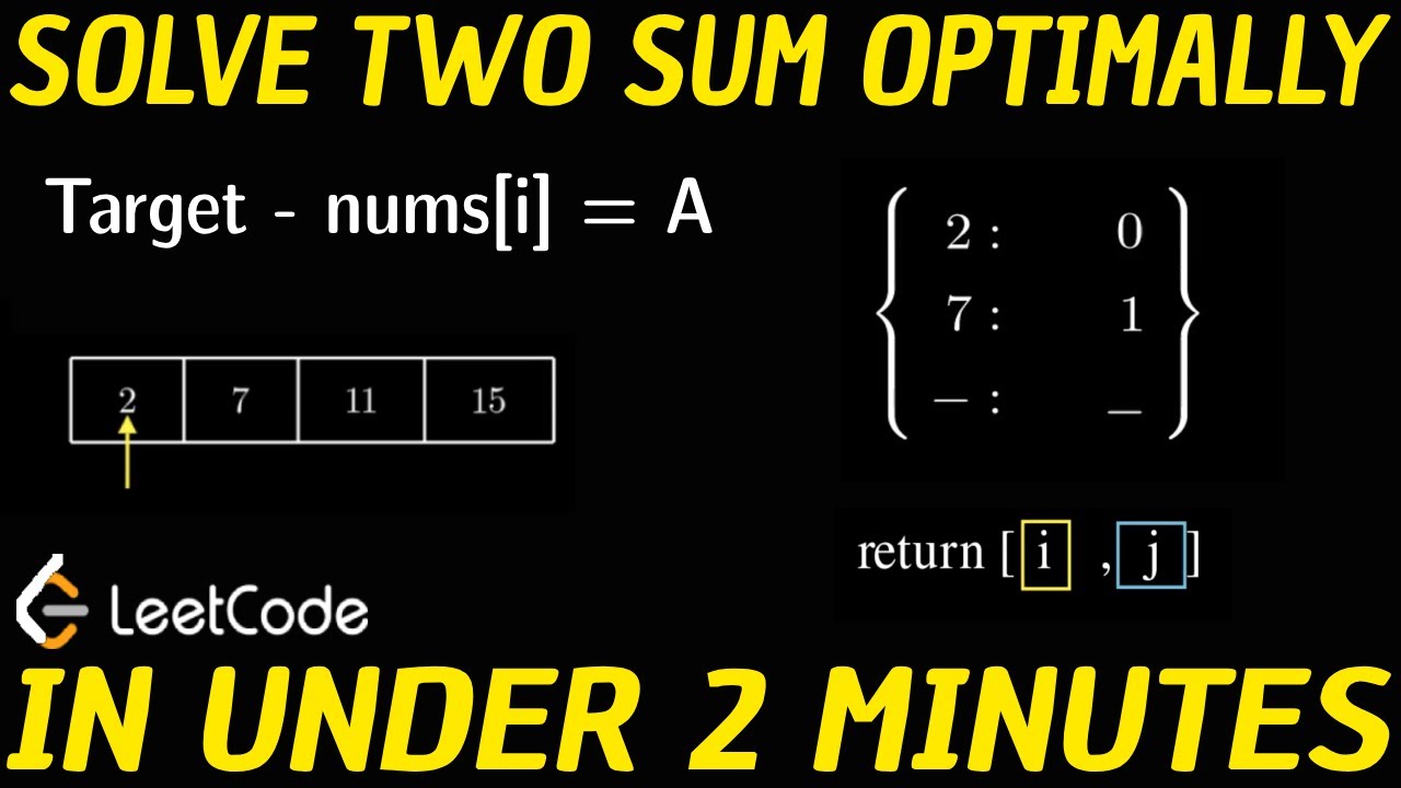 Leetcode Q1 Two Sum Optimal Solution Visualized Youtube 8108