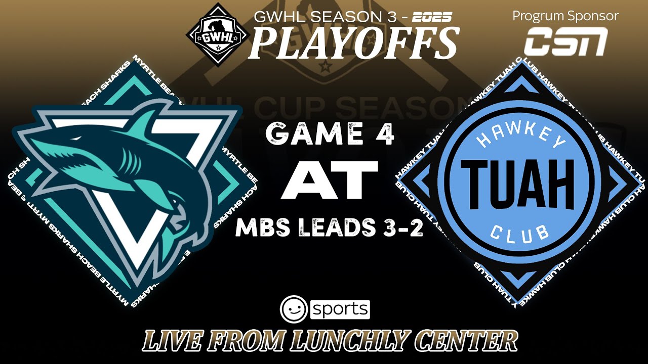 GWHL Cup Playoffs | Myrtle Beach Sharks @ Hawkey Tuah Club - YouTube