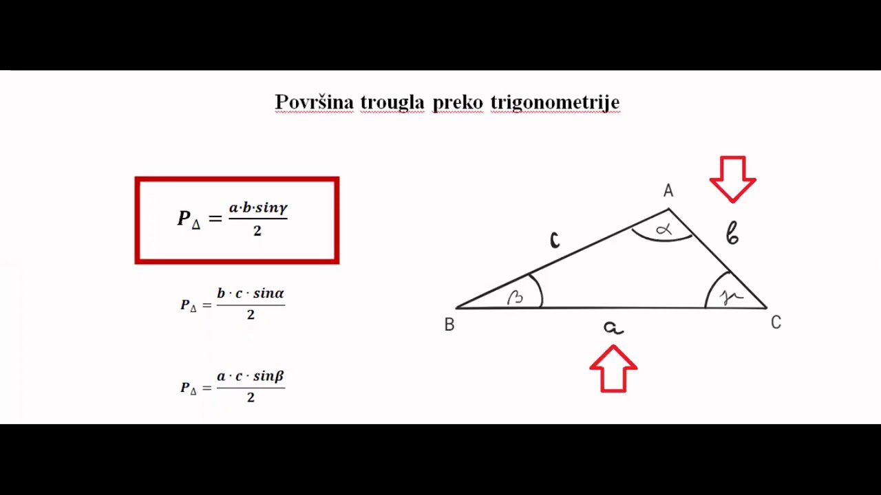 Površina trougla preko trigonometrije - YouTube