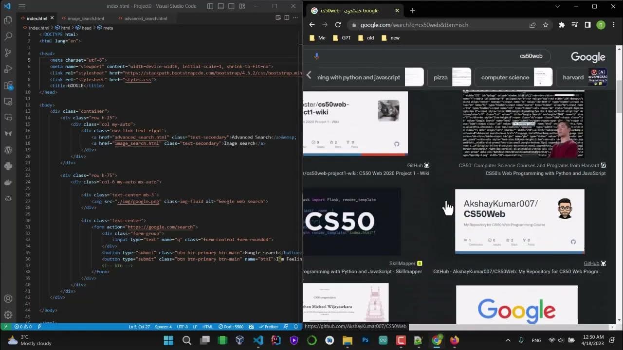 CS50W Project 0 - Creating Google with only HTML & CSS - YouTube